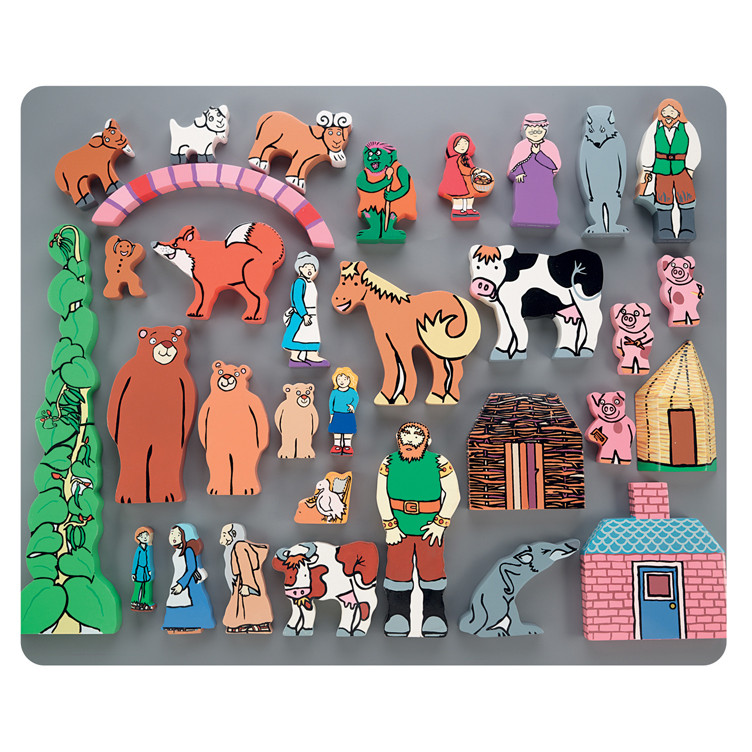 Traditional Tales Wooden Characters from six popular stories