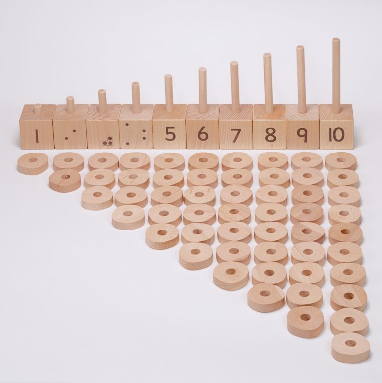 Natural Wood Number Stacker for numbers 1 to 10