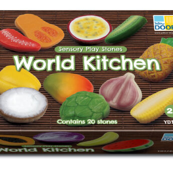 Mud Kitchen set of 20 realistic food stones from Yellow Door