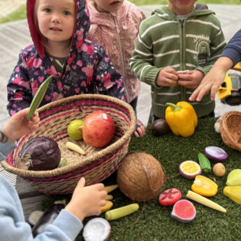 Mud Kitchen set of 20 realistic food stones from Yellow Door